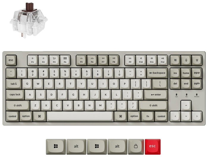 Keychron C1PX-M3 Teclado Mecánico 80% TKL Super Brown Switch Hot-Swap ...