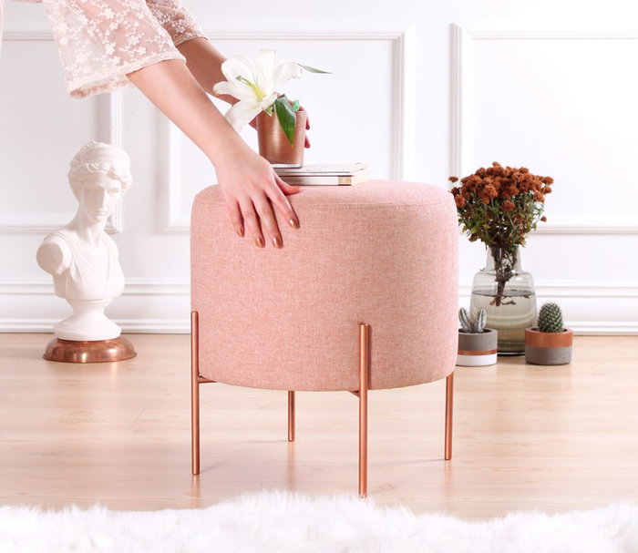Atelier Del Sofa Copper 44 Puf Bohemio Rosa Algodón Lino Sofá ...