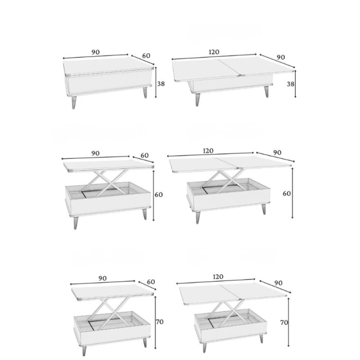 Hanah Home Mesa de Café Blanca Antigua 90x38x60 cm Color Blanco Antiguo ...