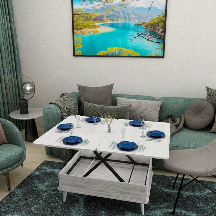 Hanah Home Mesa de Café Blanca Antigua 90x38x60 cm Color Blanco Antiguo ...