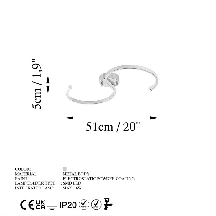 Opviq Lámpara de Araña Es - 13586 de Metal Cromado con LED SMD, 25x51x5 ...