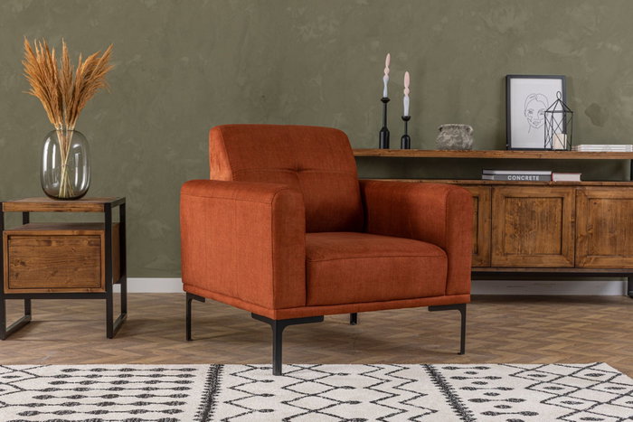Atelier Del Sofa Sillón de Orejas Naranja, Estilo Hotel, Industrial ...