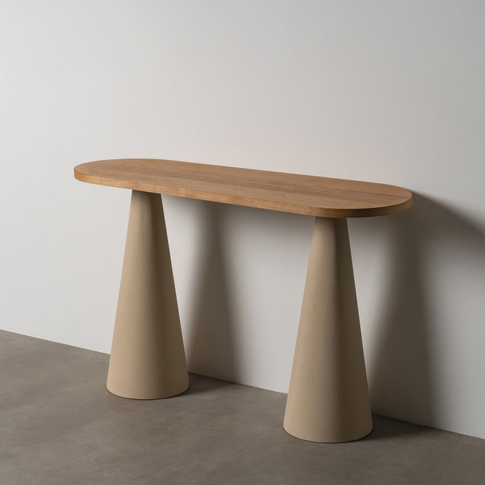 Consola Natural-Crema Dm-Metal 120 X 40 X 76 cm - Bixoto.com