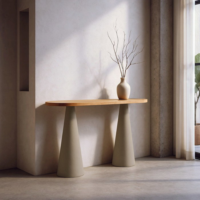 Consola Natural-Crema Dm-Metal 120 X 40 X 76 cm - Bixoto.com