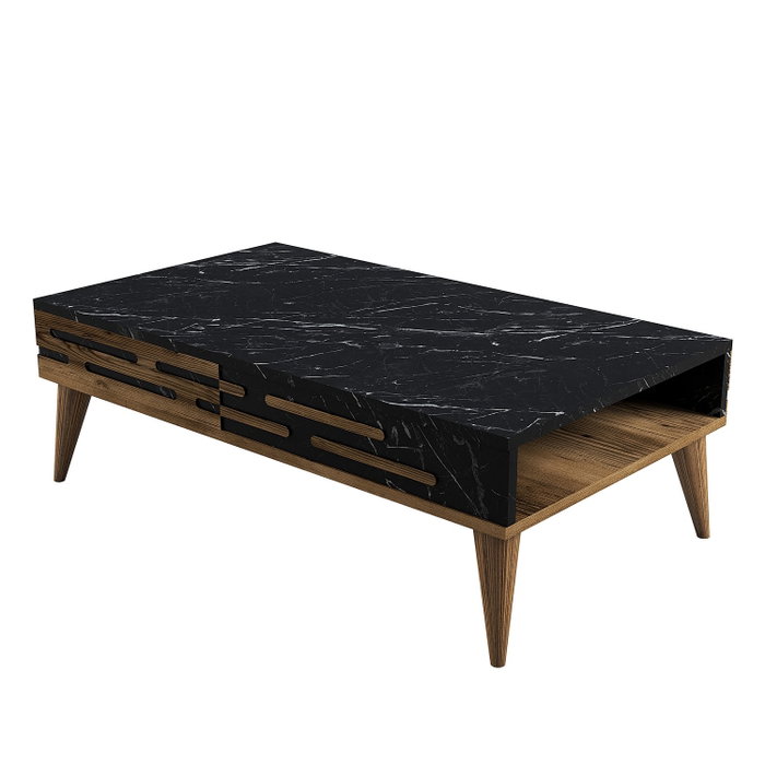 Hanah Home Mesa de Centro Valensiya Nogal, Negro y Mármol 105x60x34.6 ...