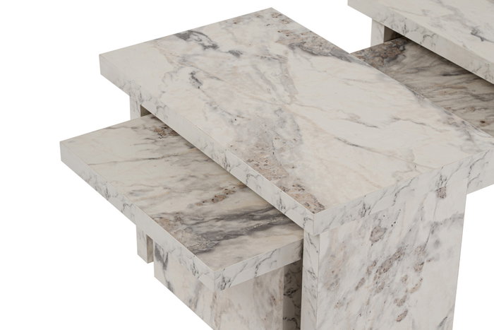 Nordure Sanctuary Fressia Marble Juego de Mesas de Café con Tablero de ...