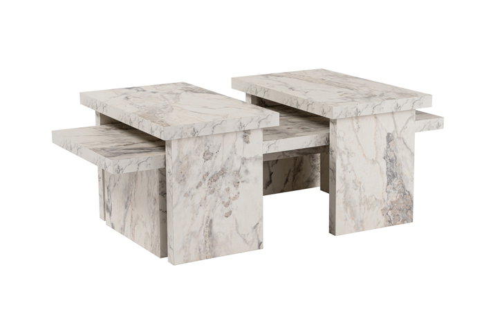 Nordure Sanctuary Fressia Marble Juego de Mesas de Café con Tablero de ...