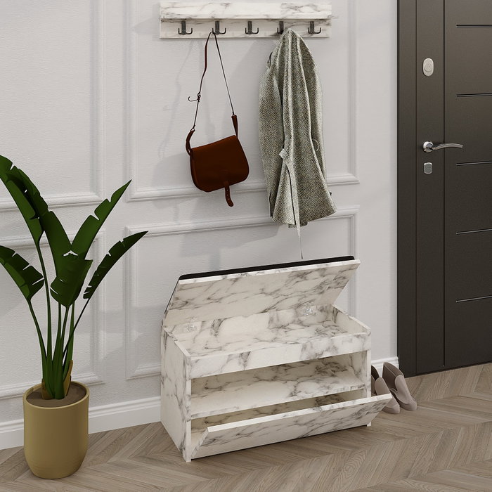 Hanah Home Recibidor Mármol de Carrara con Estante de Pared 80x42x35 cm ...