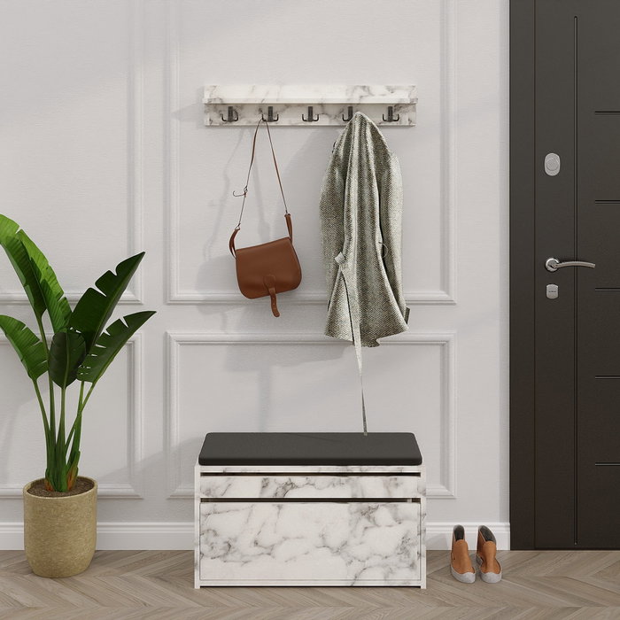 Hanah Home Recibidor Mármol de Carrara con Estante de Pared 80x42x35 cm ...