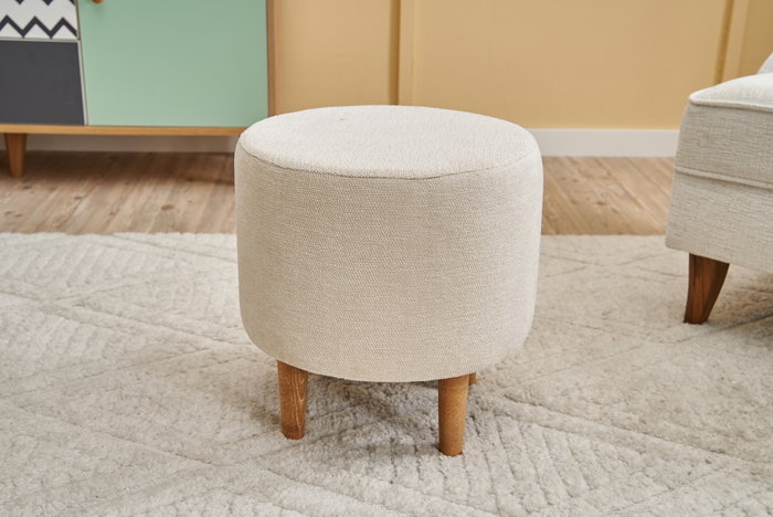 Atelier Del Sofa Puf 02 Crema Poliéster y Algodón Madera 40x42x40 cm ...