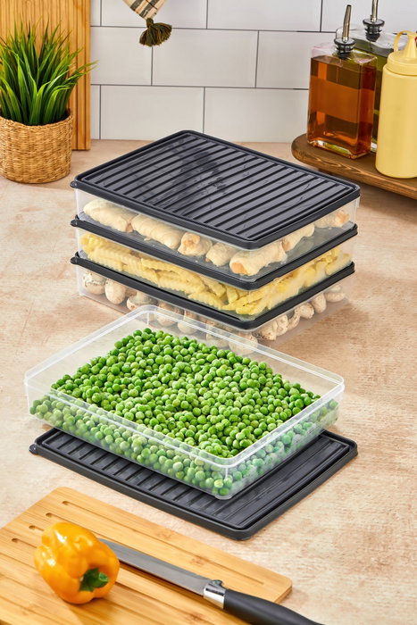 Hermia VITABOX4'LÜ-ANTRASİT 2,8LT Juego de 4 Cajas de Almacenamiento de ...
