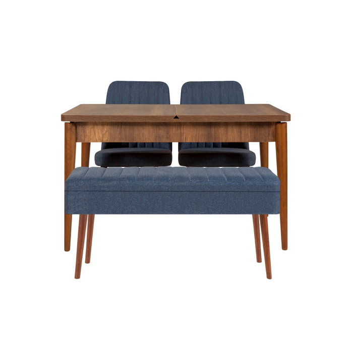 Hanah Home Conjunto Mesa y Sillas Extensibles 1048 - 3, Nogal y Azul ...