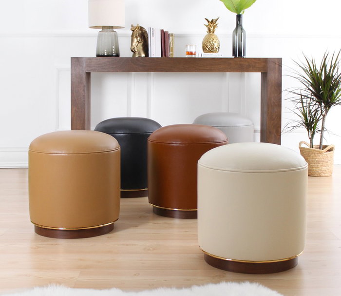 Atelier Del Sofa Puff Cuero Sintético Crema, Elegante y Sofisticado ...