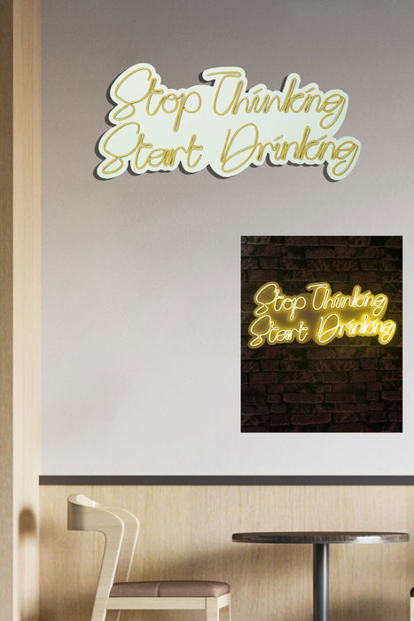 Wallity Stop Thinking Start Drinking Neón Flexible Resistente al Agua ...