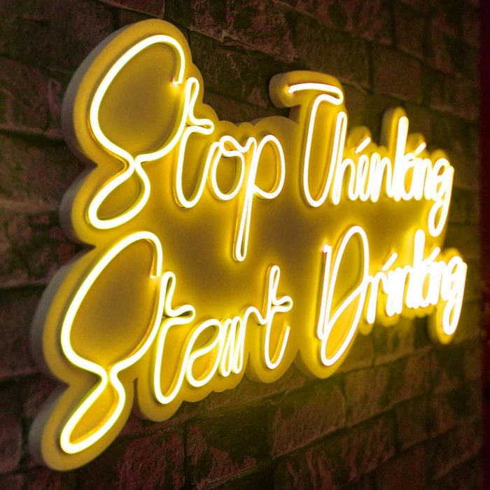 Wallity Stop Thinking Start Drinking Neón Flexible Resistente al Agua ...