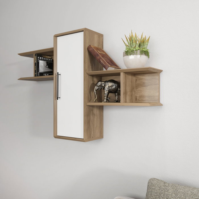 Hanah Home Estantería de Pared Nogal y Blanco - Bixoto.com