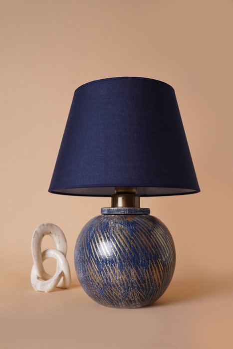 Opviq Lámpara de Mesa YL492 Azul Cuerpo Poliéster Tapa Tela - Bixoto.com