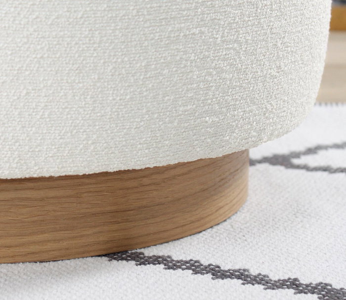Atelier Del Sofa Puf Crema Algodón Lino, Patas Madera, Altura 42cm ...