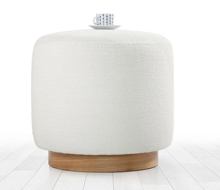 Atelier Del Sofa Puf Crema Algodón Lino, Patas Madera, Altura 42cm ...
