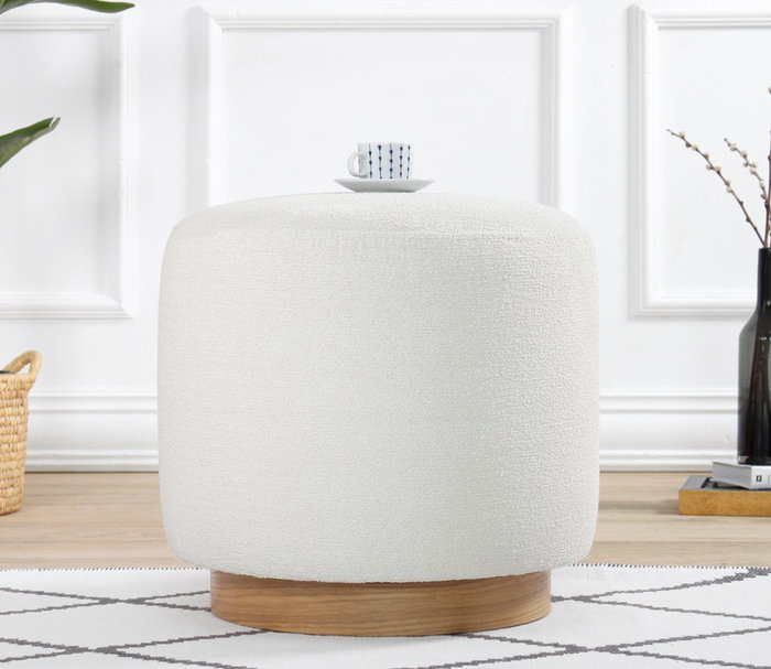 Atelier Del Sofa Puf Crema Algodón Lino, Patas Madera, Altura 42cm ...