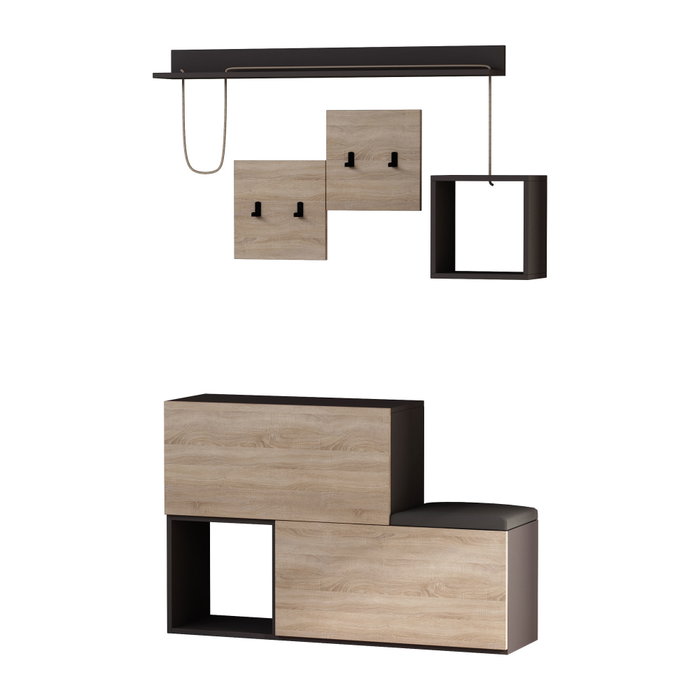 Hanah Home Perchero Anthracite con Armario Zapatero y Estanterías ...