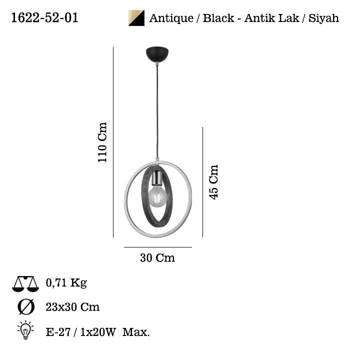 Opviq Lámpara de Araña 52-01 Metal y Madera Acabado Laca Antigua 45-110 ...