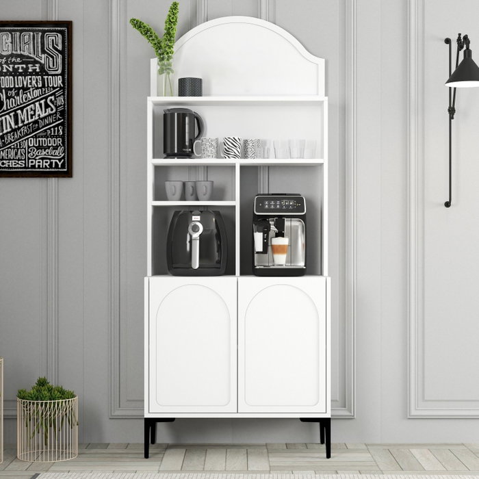 Hanah Home Lyon 80 Mueble Bar de Café Blanco y Negro - Bixoto.com