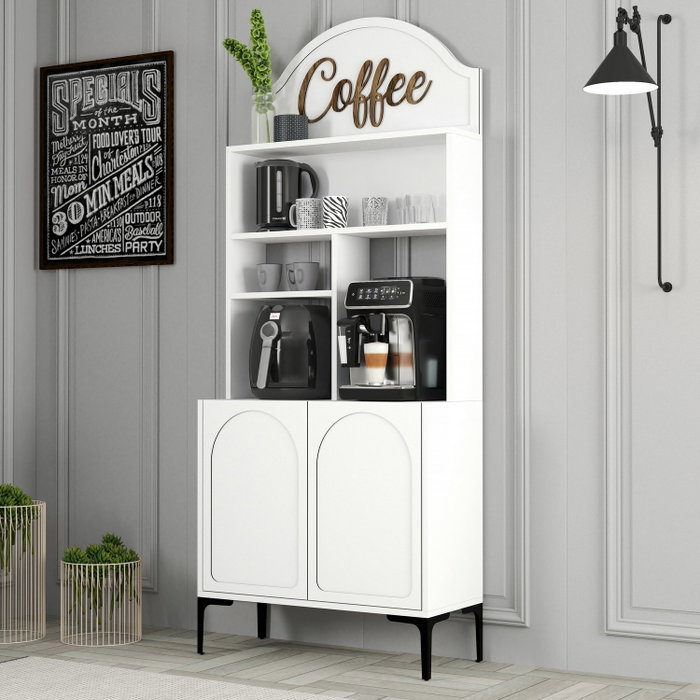 Hanah Home Lyon 80 Mueble Bar de Café Blanco y Negro - Bixoto.com