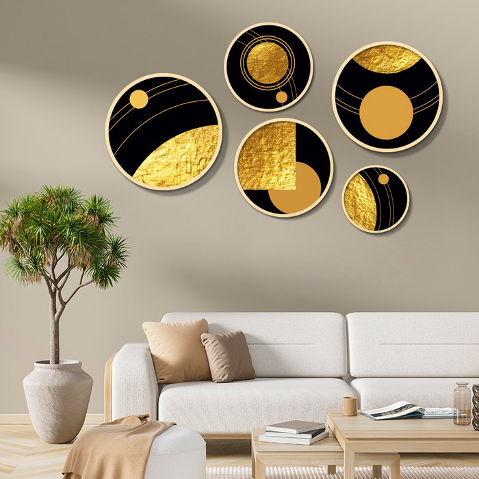 Wallity Yats-10 Juego de 5 Cuadros Decorativos Enmarcados en MDF, 100% ...