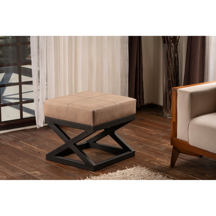 Atelier Del Sofa Puff Cuero PU Visón 46x44x46 cm - Bixoto.com