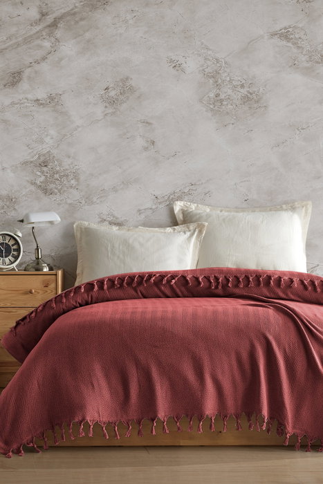 L'essentiel linge de maison Manta Doble Piqué Berlino Tile Red Rojo ...