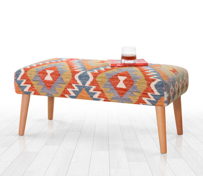 Atelier Del Sofa Banco de Algodón y Lino con Patas de Madera de Haya ...