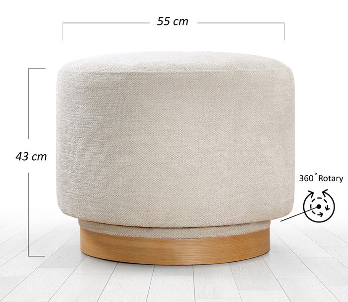 Atelier Del Sofa Puf de Algodón 100% Crema 55x55x43 cm - Bixoto.com