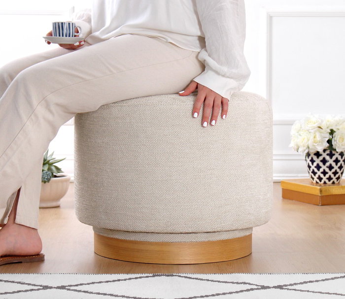 Atelier Del Sofa Puf de Algodón 100% Crema 55x55x43 cm - Bixoto.com