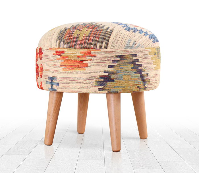Atelier Del Sofa Puff Crema Algodón y Lino 46x42x46 cm - Bixoto.com