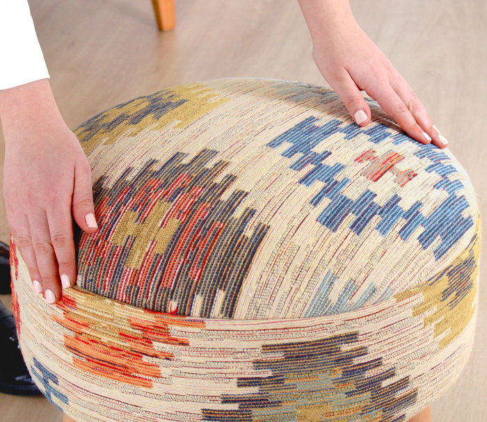 Atelier Del Sofa Puff Crema Algodón y Lino 46x42x46 cm - Bixoto.com