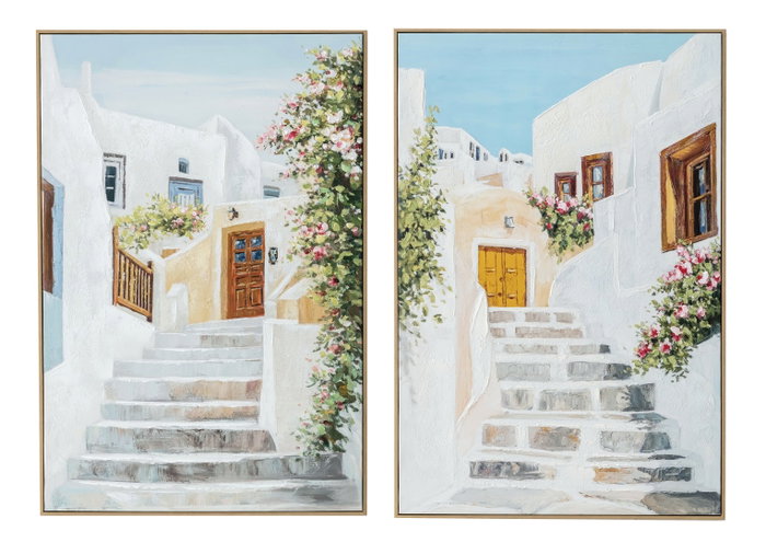 DKD Home Decor Cuadro Cottage Estilo Pueblo, Blanco, Lienzo y PS, 82.5 ...