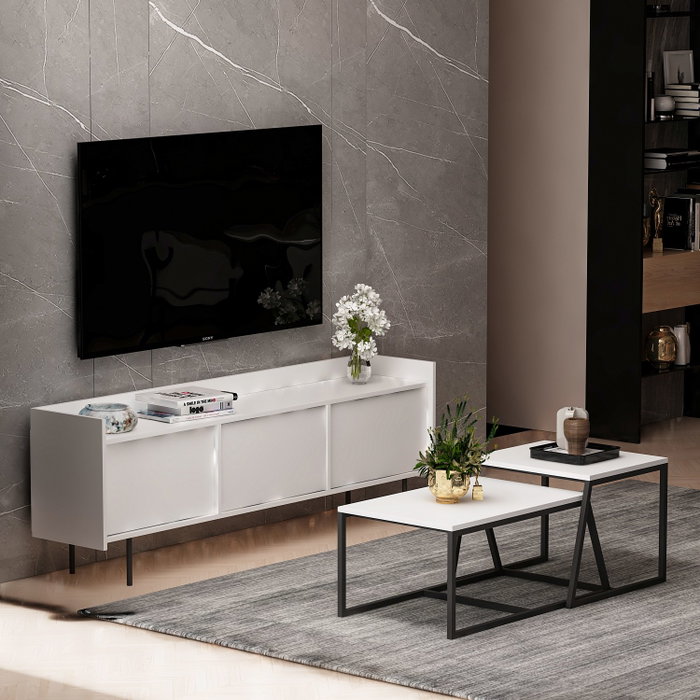 Hanah Home Conjunto de Muebles de Salón Blanco en Tablero de Partículas ...