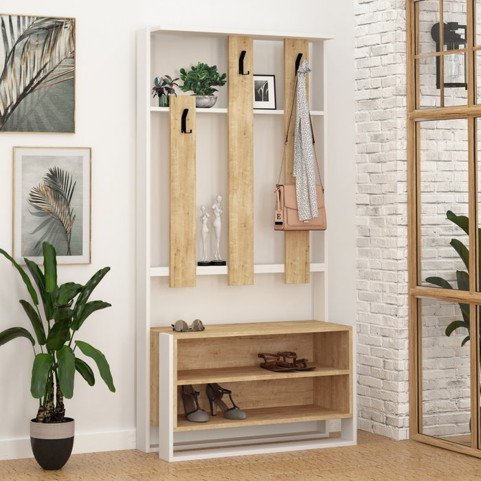 Hanah Home Pie de Recibidor Chester White, Oak Blanco y Roble Mueble ...