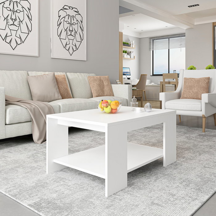 Hanah Home Mesa de Centro Lina White 90x60x43.8 cm Tablero Partículas ...