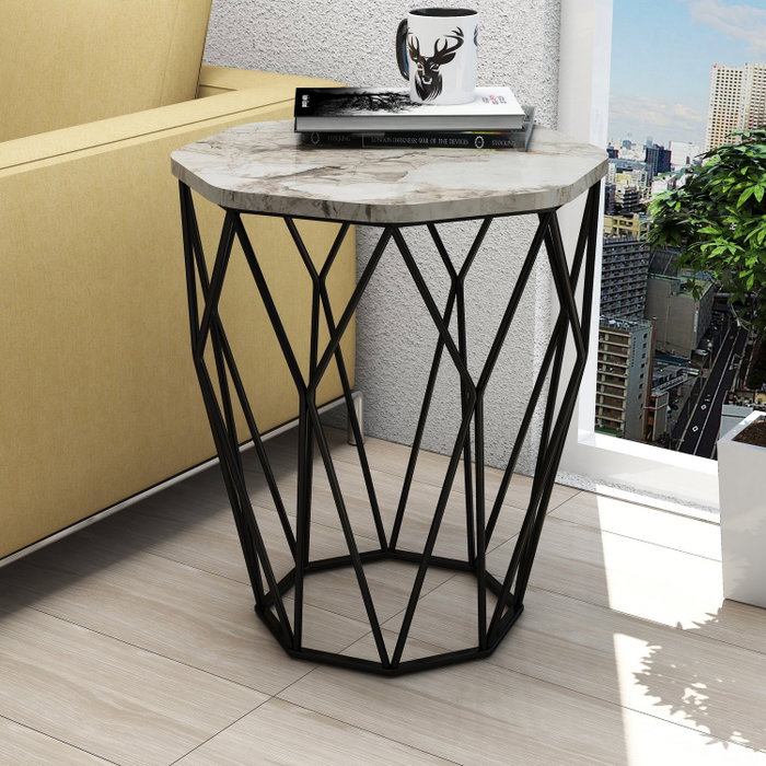 Hanah Home Mesa Auxiliar Sofya White Marble 46x57x46cm Tablero de ...