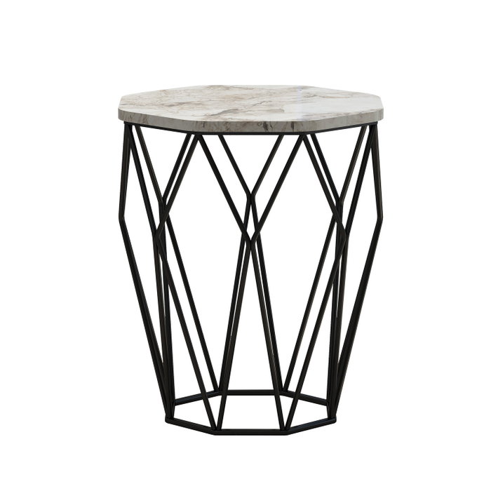 Hanah Home Mesa Auxiliar Sofya White Marble 46x57x46cm Tablero de ...