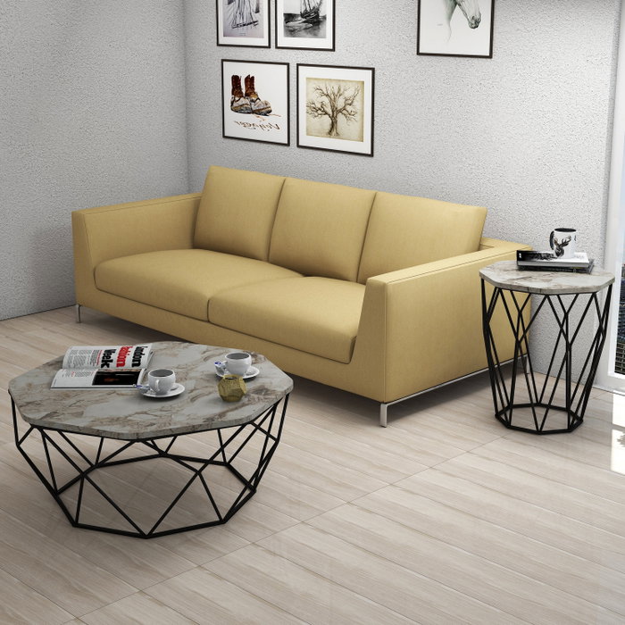 Hanah Home Mesa Auxiliar Sofya White Marble 46x57x46cm Tablero de ...