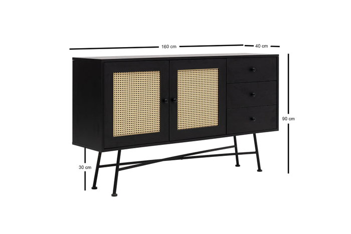 Hanah Home Consola Nala 160 Black - Bixoto.com