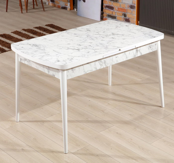 Hanah Home Mesa de Comedor Extensible Carrara Blanco y Gris 132x79x76.5 ...