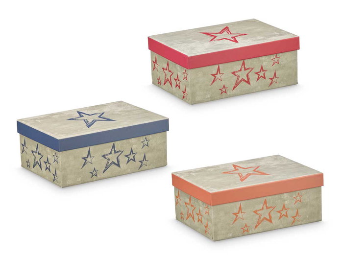 Pincello Boîte Carton Étoiles Assorties Couleurs Vives 25x10x18 cm (Set ...