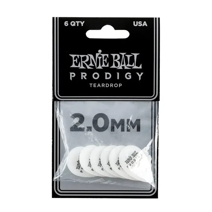 ERNIEBALL Sachet de 6 Médiators Prodigy Teardrop Blancs 2,0 mm en ...