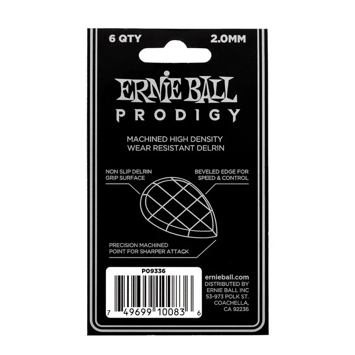 ERNIEBALL Sachet de 6 Médiators Prodigy Teardrop Blancs 2,0 mm en ...