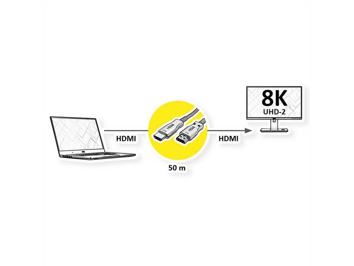 Value Cable HDMI UHD Active Optical (AOC), M/M, 50 m, câble fibre ...