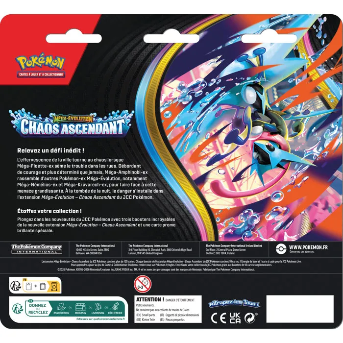 Asmodee Pokémon ME04 : pack 3 boosters avec carte promo brillante et ...